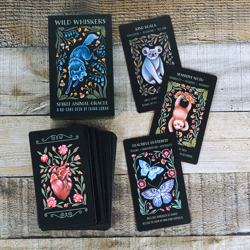 Wild Whiskers Oracle Deck by Faina Lorah – The Triceratory